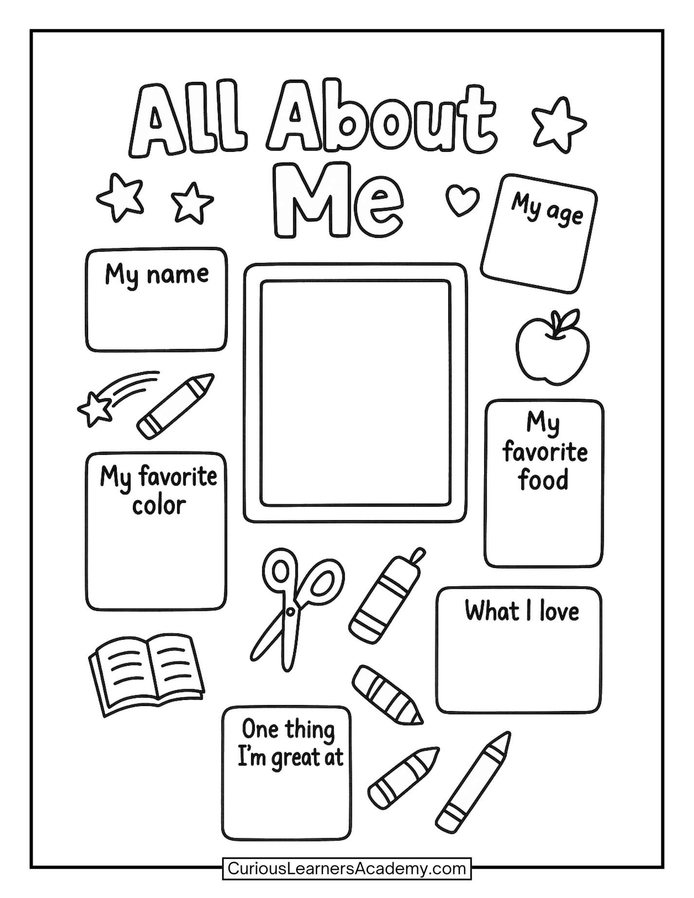 Free All About Me Coloring Page Back to School Activity for Kids ...