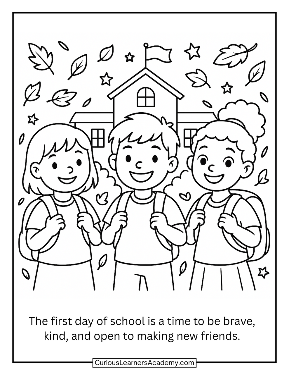 Free First Day of School Coloring Page — Back to School Fun for Kids ...