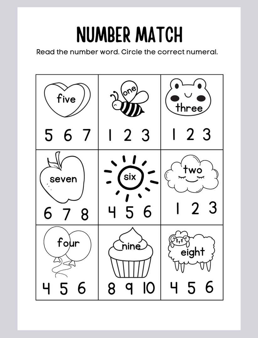 Number Match Math Activity: Matching Numbers to Words – Curious ...