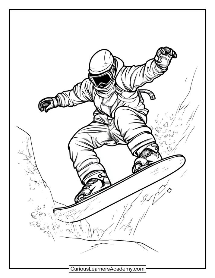 FREE Snowboard Winter Coloring Page for Kids and Adults – Curious ...