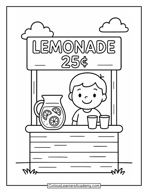Free Printable Lemonade Stand Coloring Page – Fun Summer Activity for ...