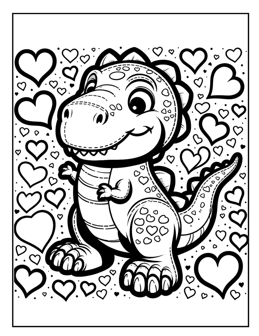 Valentine's Dinosaur Coloring Page – Curious Learners Academy