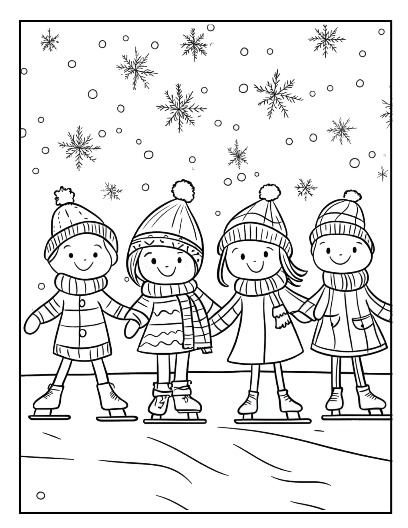 Free Winter Wonderland Ice Skating Coloring Page for Kids – Curious ...