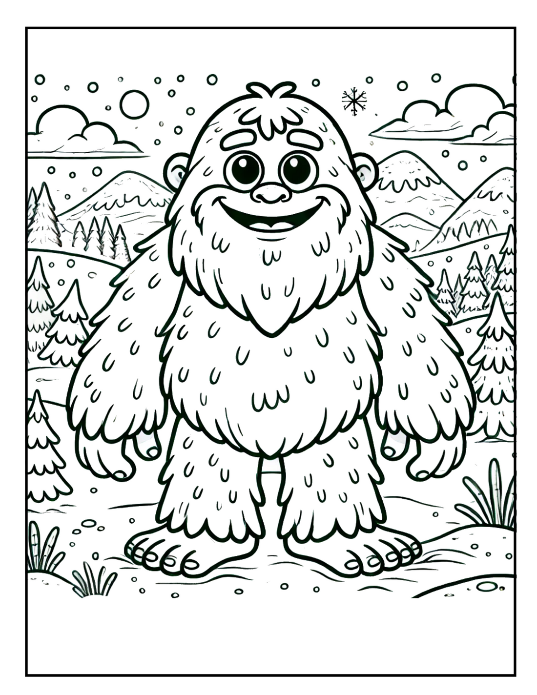FREE Adorable Yeti Coloring Page for Kids & Adults – Fun Winter Scene ...