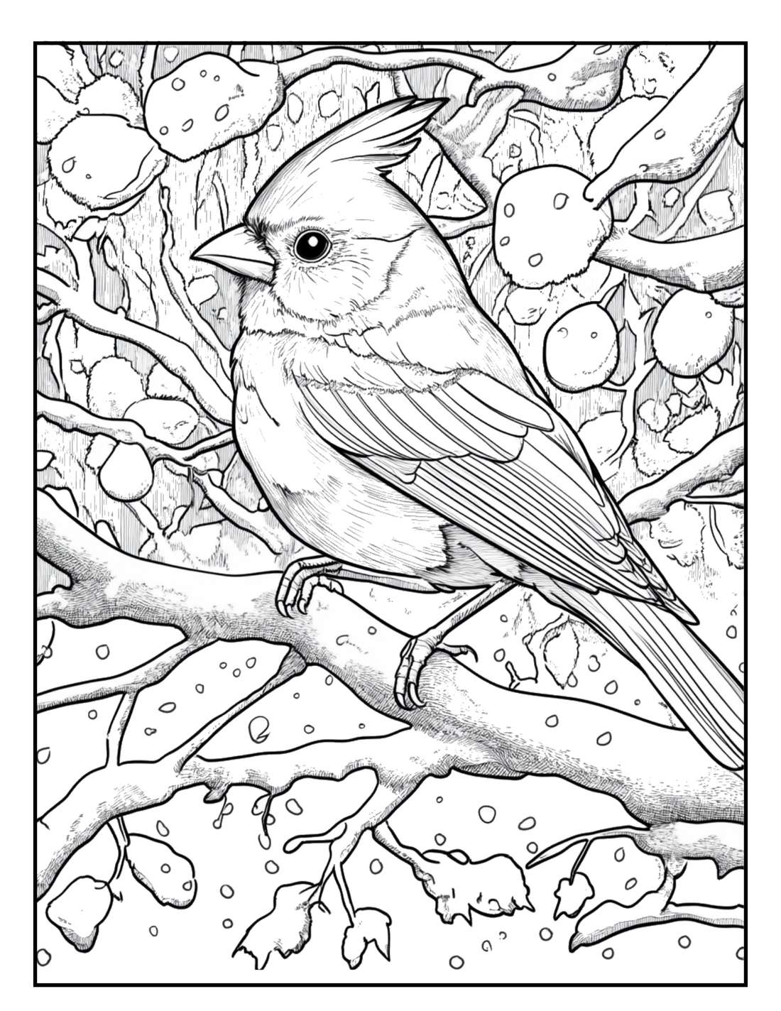 FREE Cardinal Coloring Page – Stunning Winter Bird Printable – Curious ...