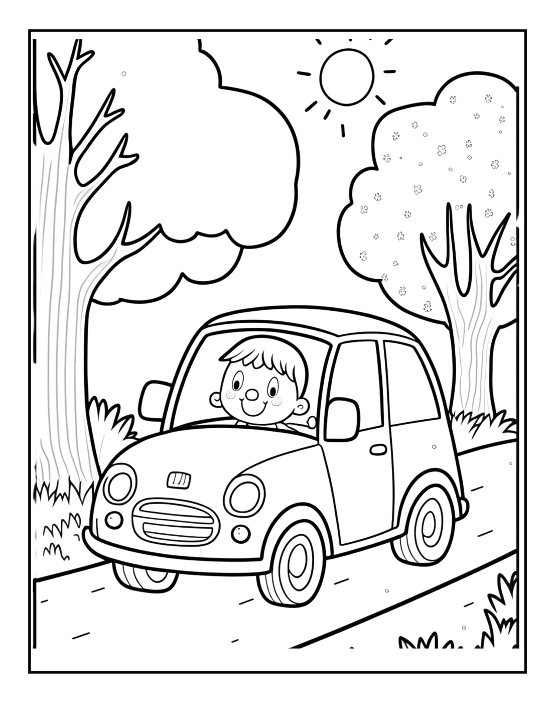 Person in Car Driving Coloring Page – Curious Learners Academy